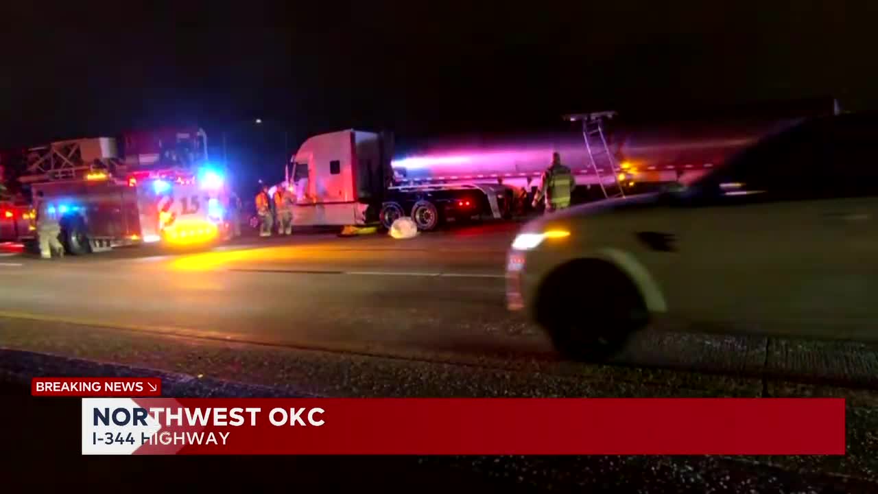 Punctured Fuel Tank Leaks Onto Roadway, delays traffic in NW OKC