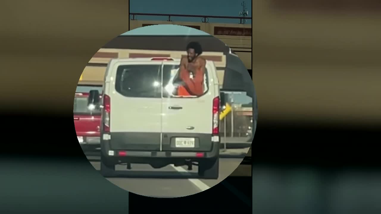 Viral TikTok video shows Oklahoma inmate hanging out of transport van