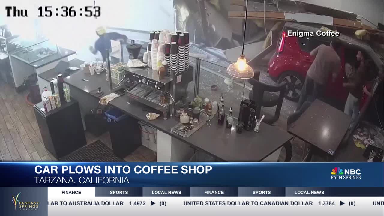 Car Crashes into Tarzana Coffee Shop, Security Footage Released