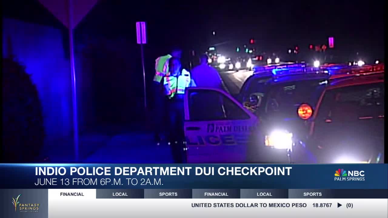 Indio Police Department Holding DUI Checkpoint June 13