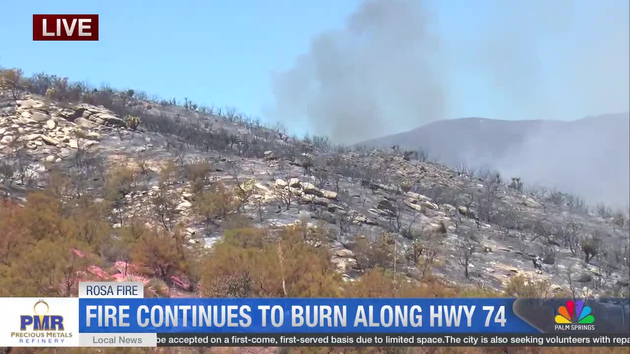 Rosa Fire Burns 1,200 Acres Along Highway 74