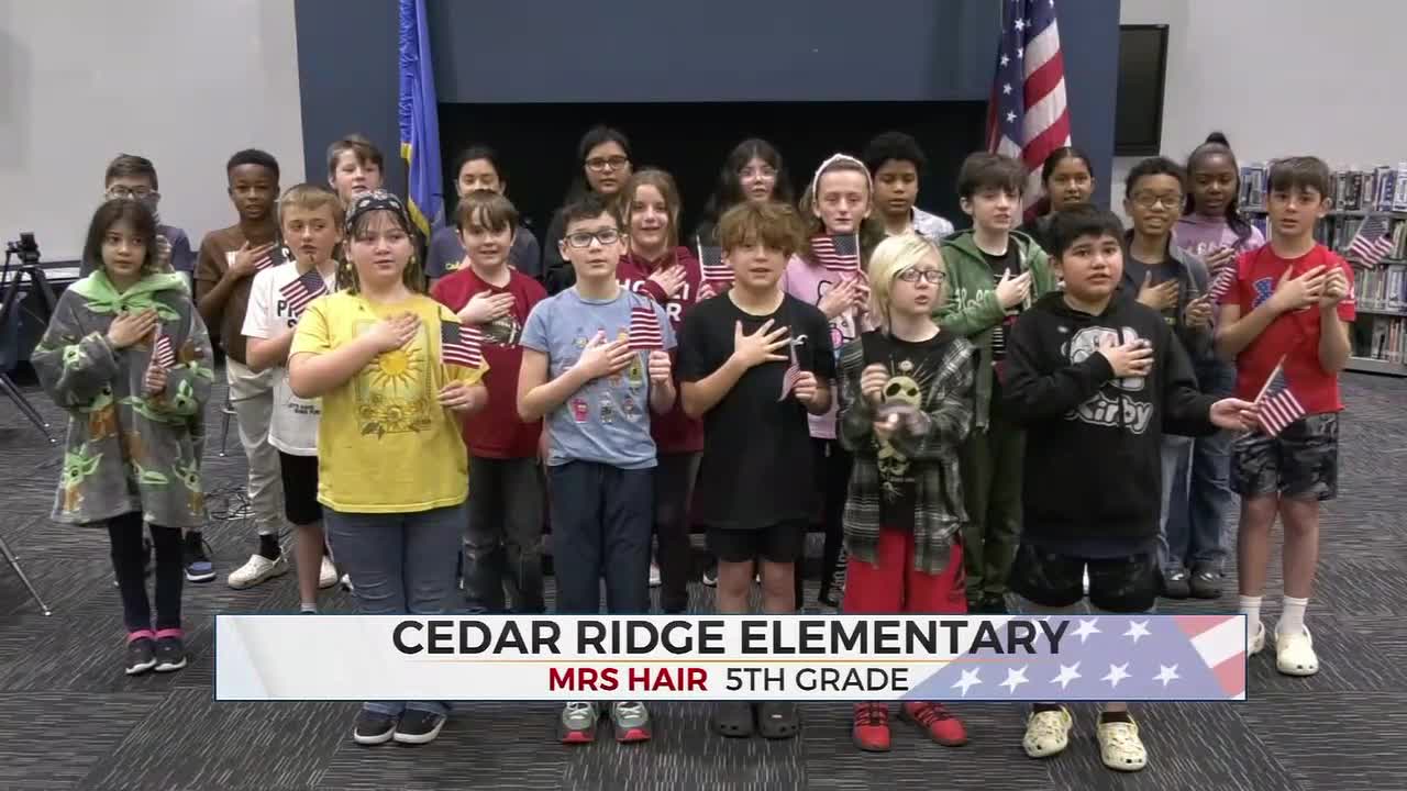Daily Pledge: 5th Grade Students At Cedar Ridge Elementary
