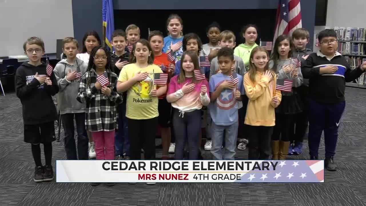 Daily Pledge: 4th Grade Students At Cedar Ridge Elementary