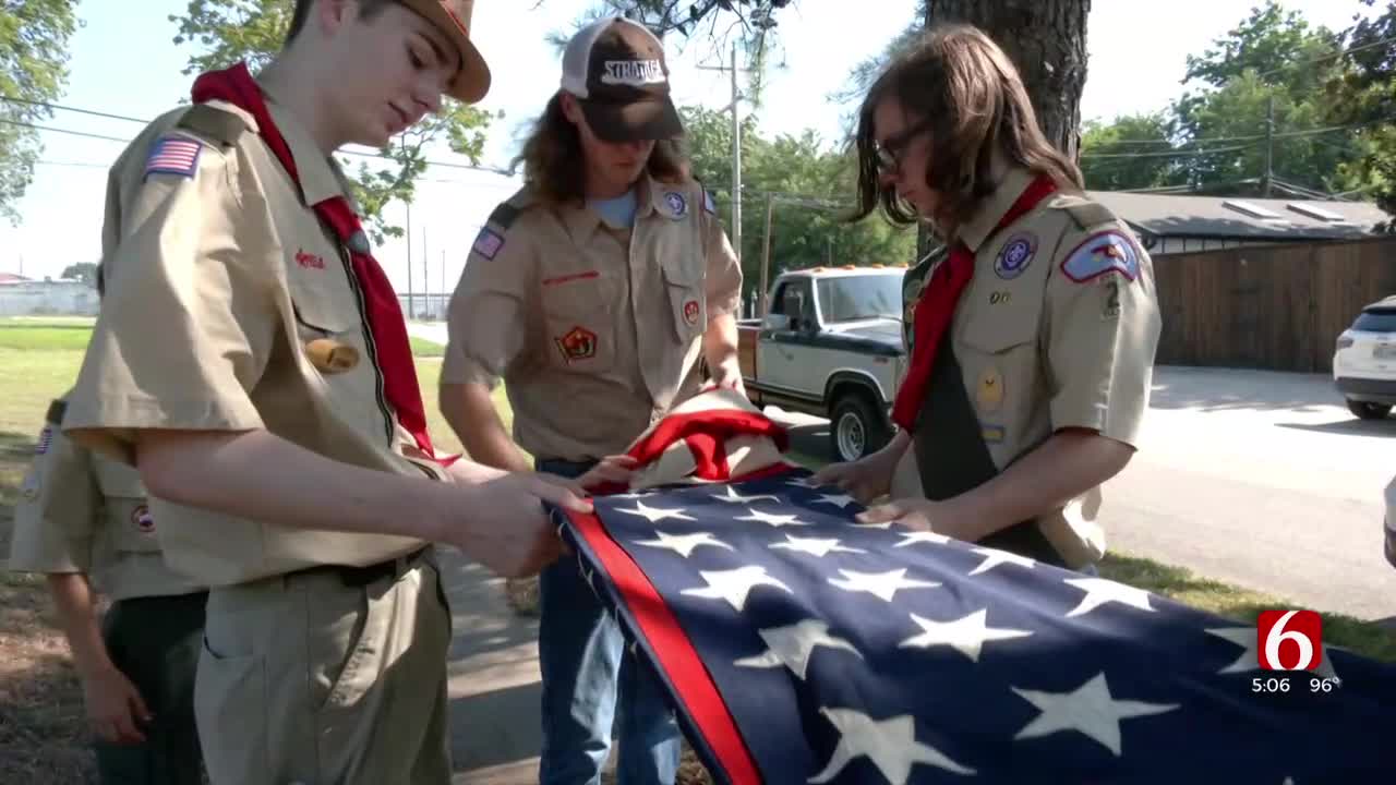 Local Boy Scout, Veterans Celebrate Flag Day With Retirement Ceremony