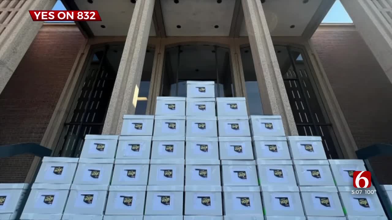 Volunteers Drop Off Signatures For State Question 832