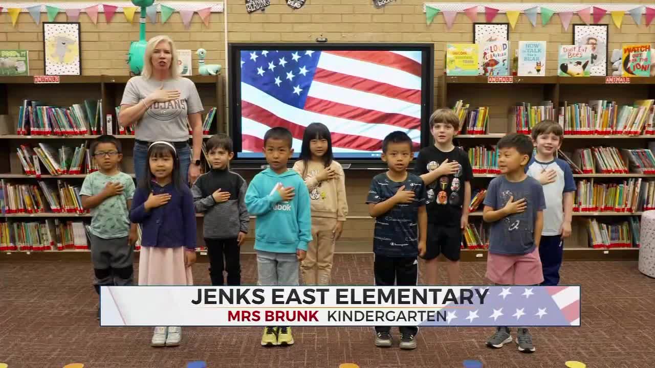 Daily Pledge: Kindergarten Students At Jenks East Elementary