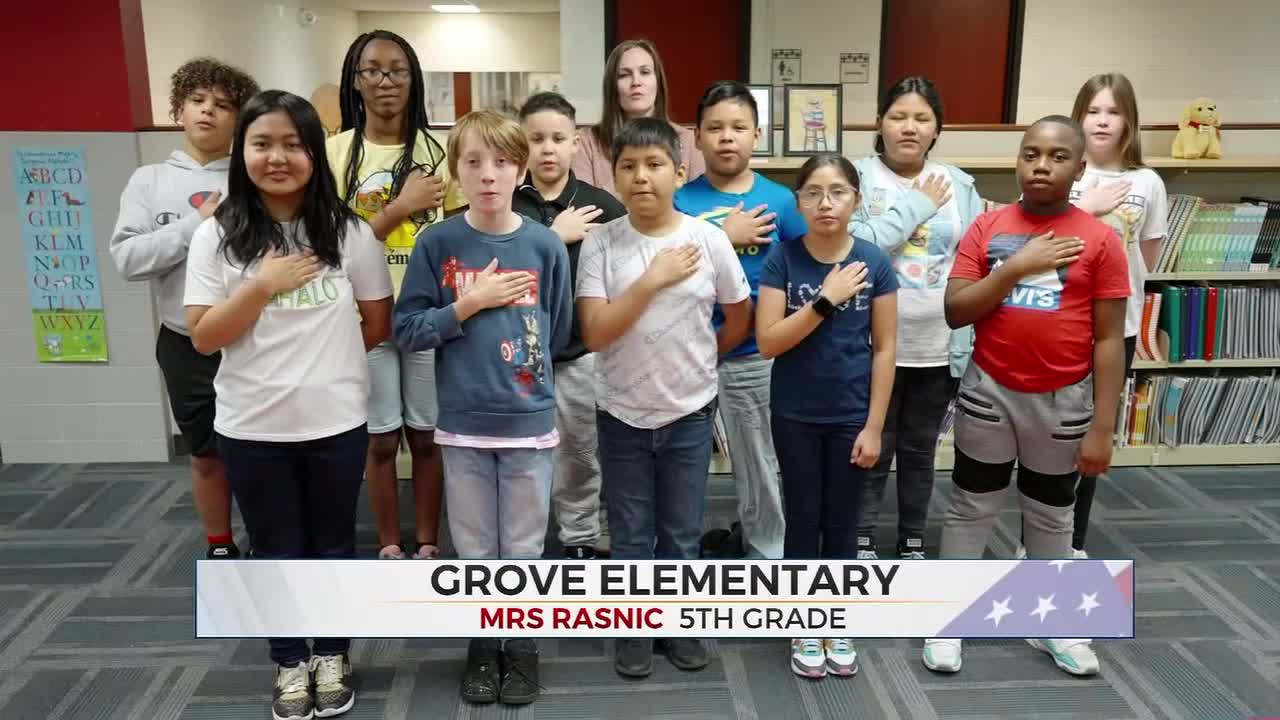 Daily Pledge: 5th Grade Class At Grove Elementary