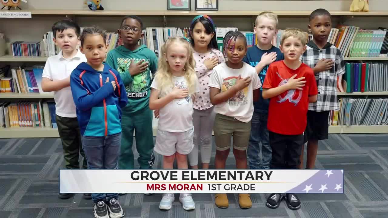 Daily Pledge: 1st Grade Class At Grove Elementary