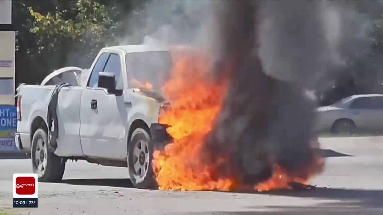 Viewer Video: Truck Catches Fire At Nowata Gas Station