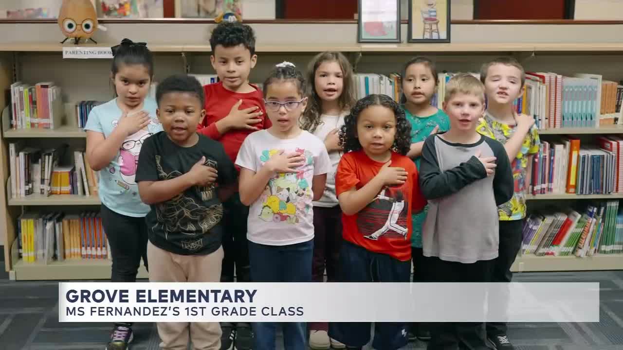 Daily Pledge: 1st Grade Class At Grove Elementary