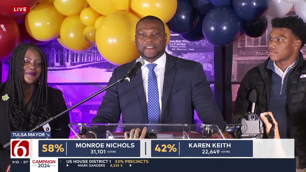 Tulsa Mayoral Candidate Monroe Nichols Delivers Speech To Supporters