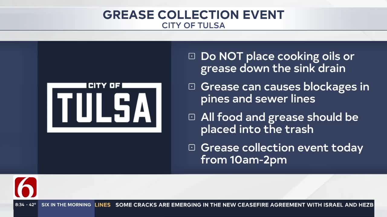 Tulsa Recycling Center Holds Grease Collection Event Saturday