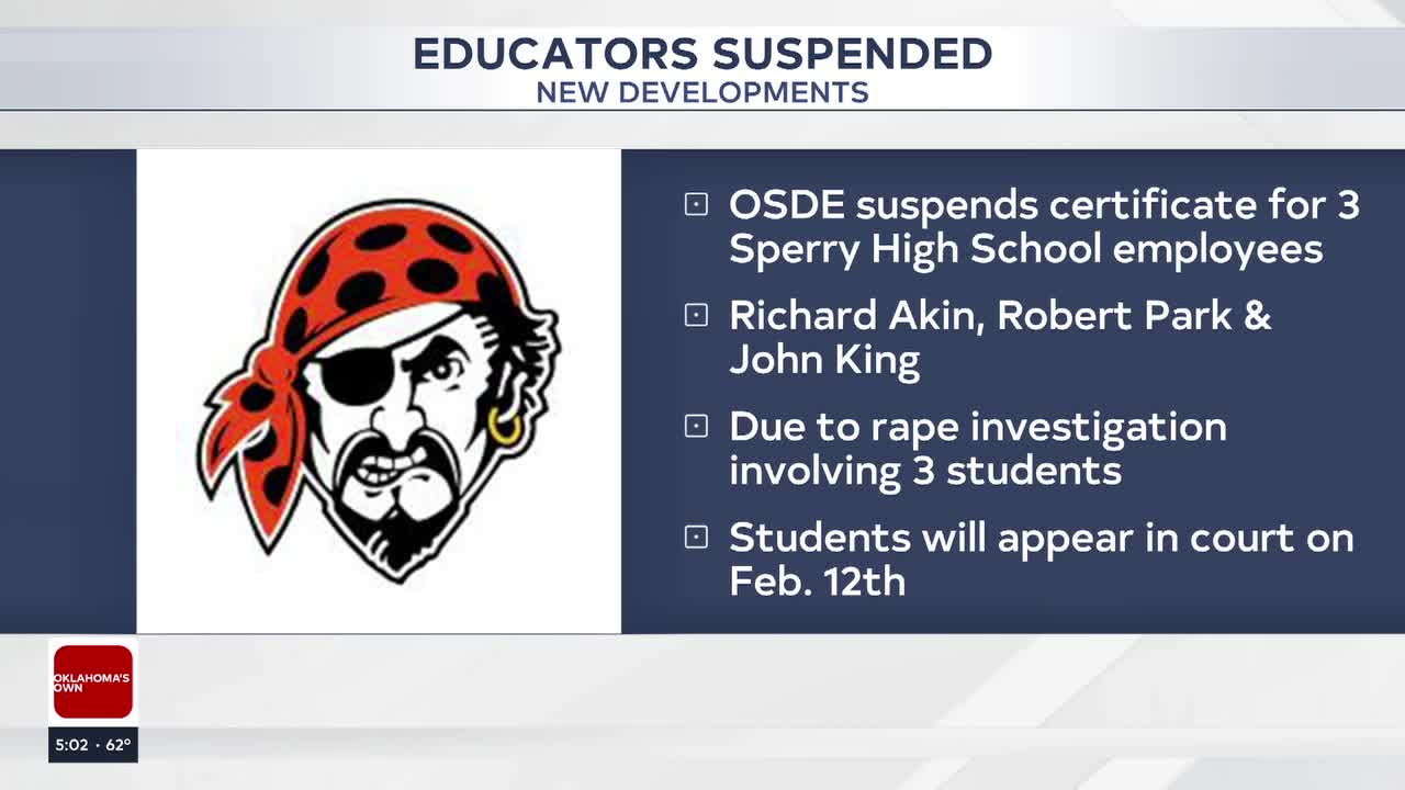 Oklahoma School Board suspends teaching certificates of Sperry ...