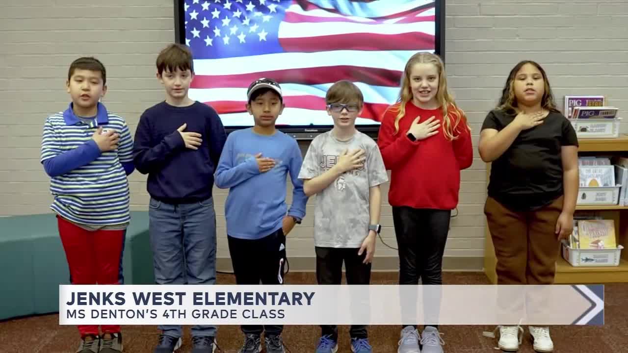 Daily Pledge: 4th grade class at Jenks West Elementary