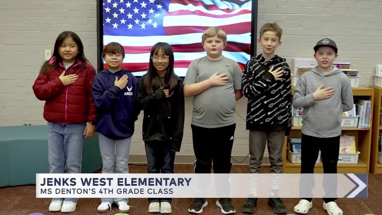 Daily Pledge: 4th grade class at Jenks West Elementary