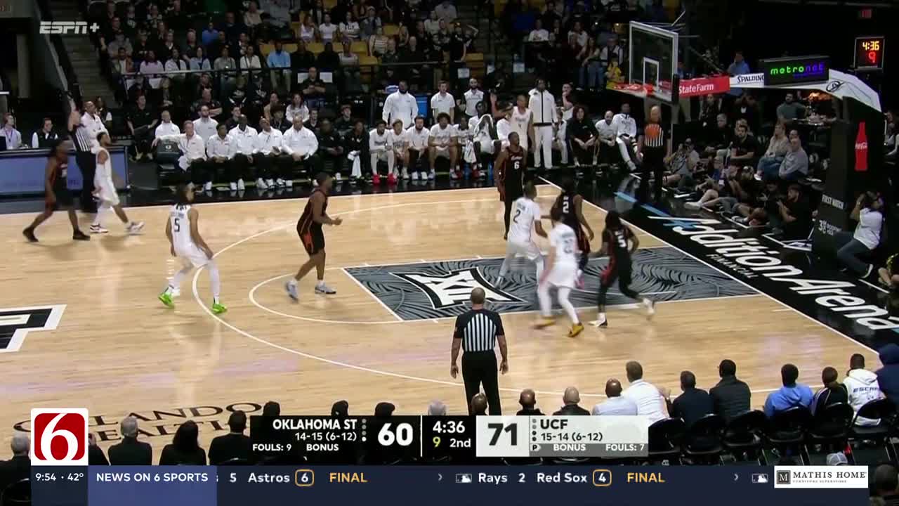 Cowboys drop final conference road game of season to UCF, 83-70