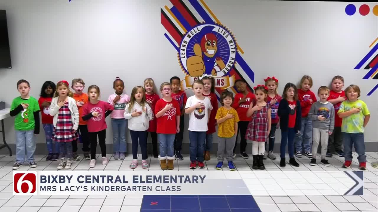 Daily Pledge: Kindergarten class at Bixby Central Elementary
