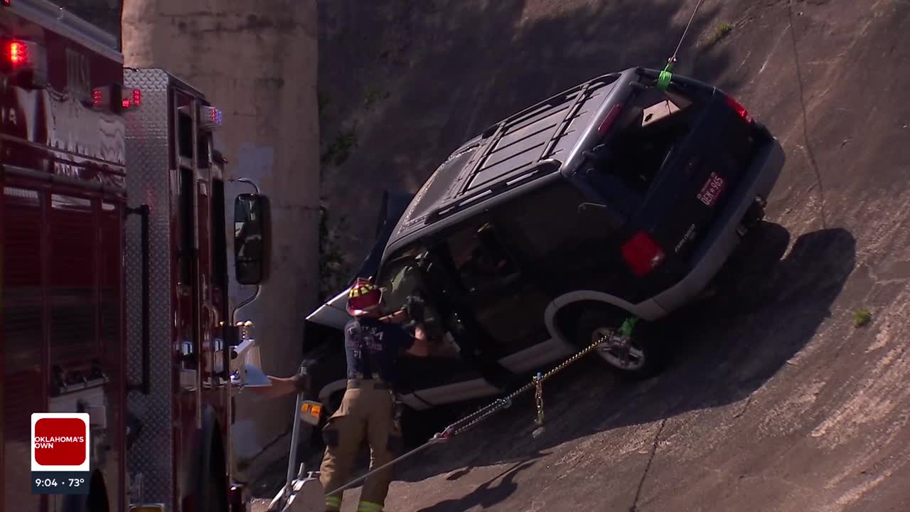 Tulsa firefighters rescue driver out of pinned vehicle