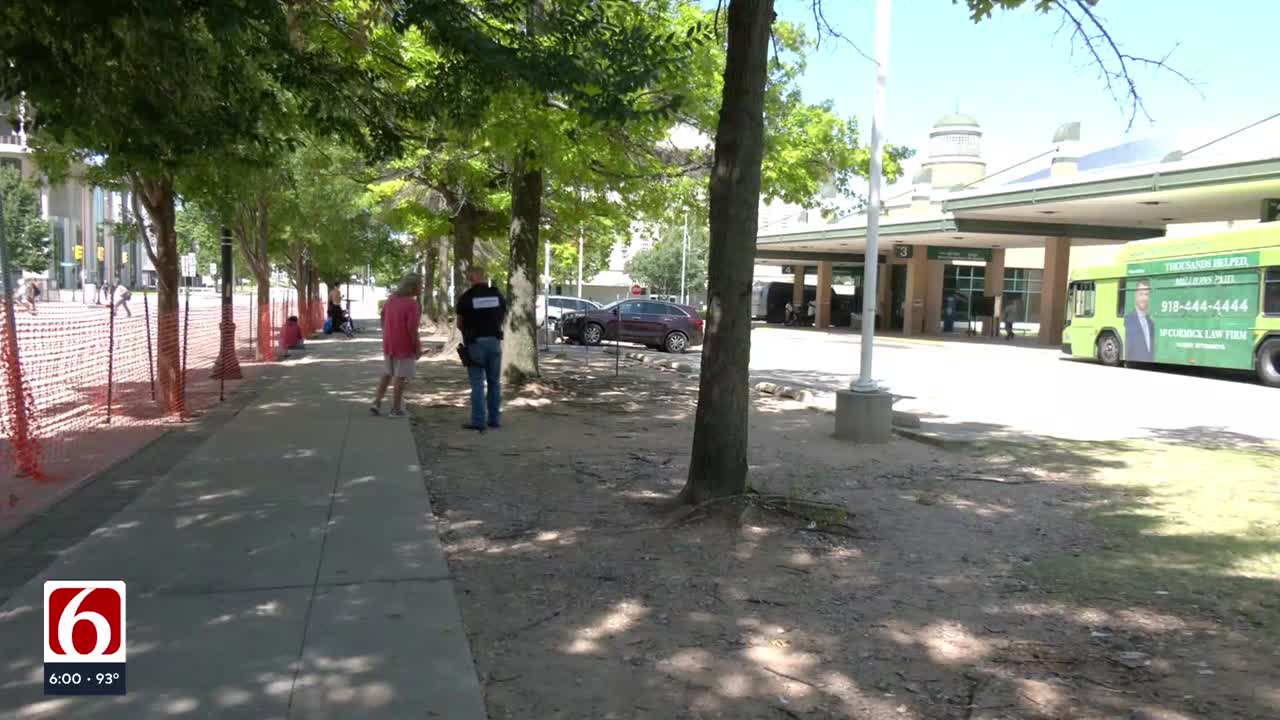 Downtown Tulsa sidewalk project uproots homeless by Denver Avenue Station